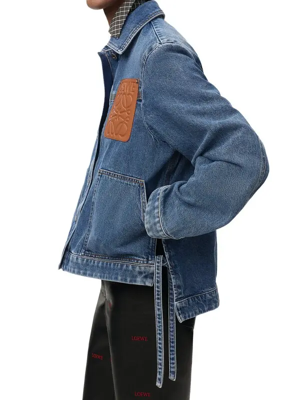 Loewe Cotton Denim Jacket With Asymmetric Hem And Side Laces - Blue