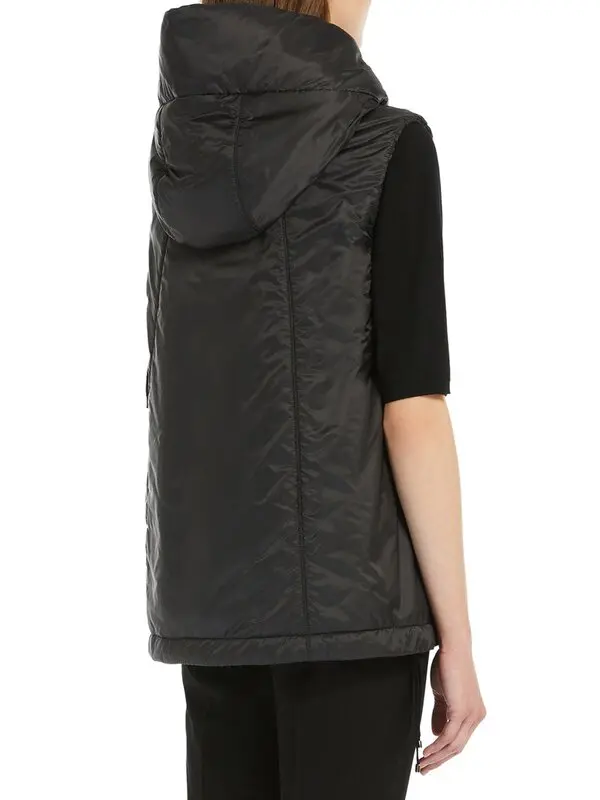 Max Mara Padded Vest With Hood In Waterproof Canvas - Black