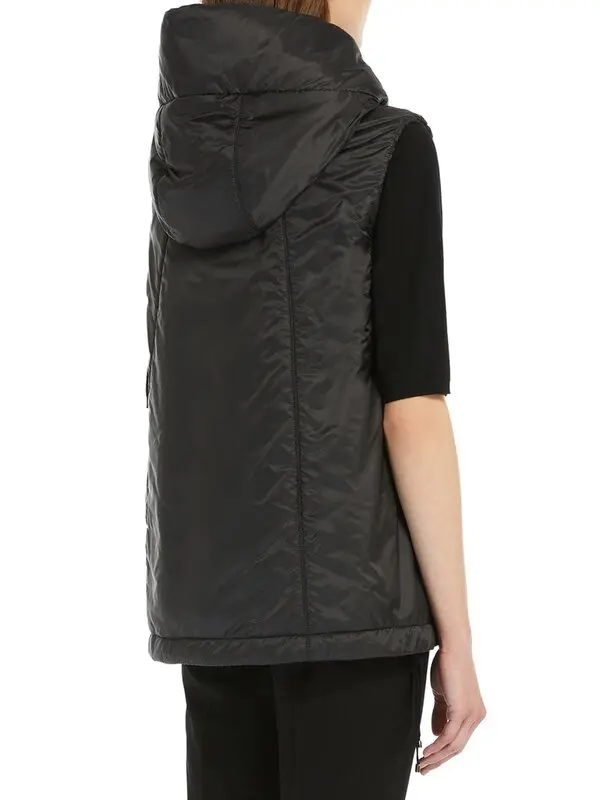 Max Mara Padded Vest With Hood In Waterproof Canvas - Black