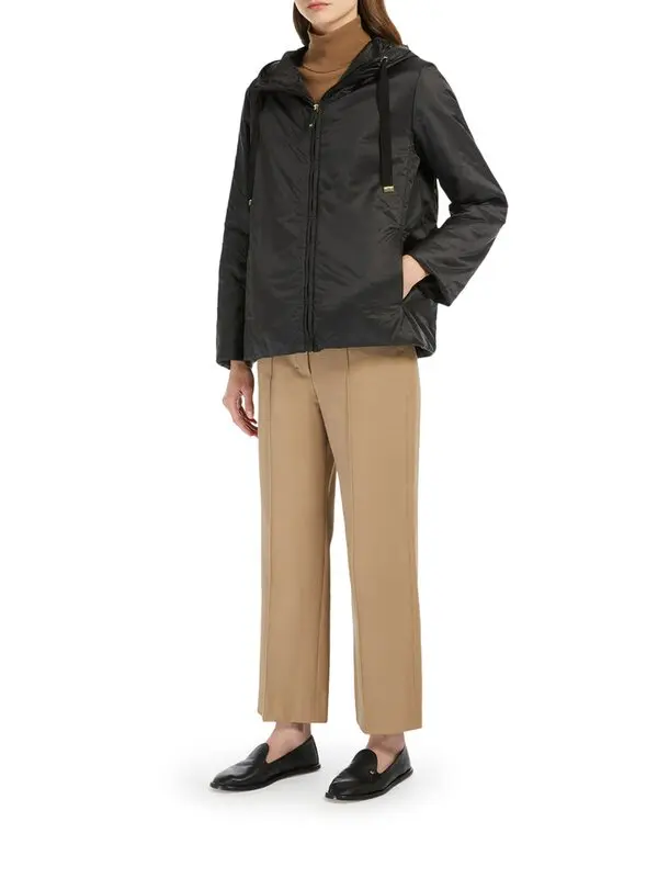 Max Mara Padded Jacket With Hood In Waterproof Canvas - Black