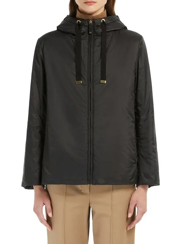 Max Mara Padded Jacket With Hood In Waterproof Canvas - Black