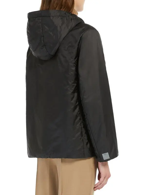 Max Mara Padded Jacket With Hood In Waterproof Canvas - Black