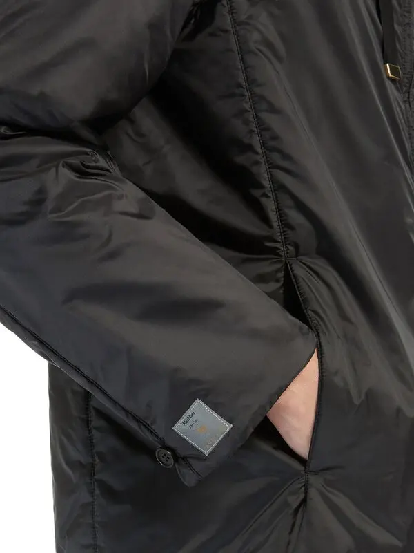 Max Mara Padded Jacket With Hood In Waterproof Canvas - Black