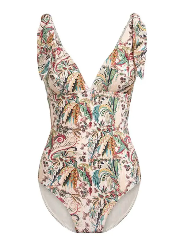 Etro One-piece Swimsuit With Paisley Foliage Pattern - White