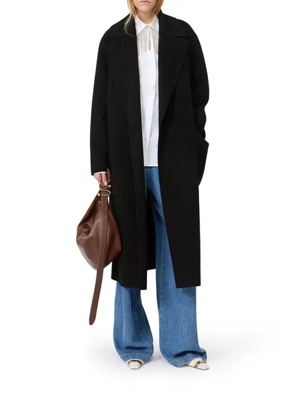 Sportmax Oversized Double Wool Coat - Black