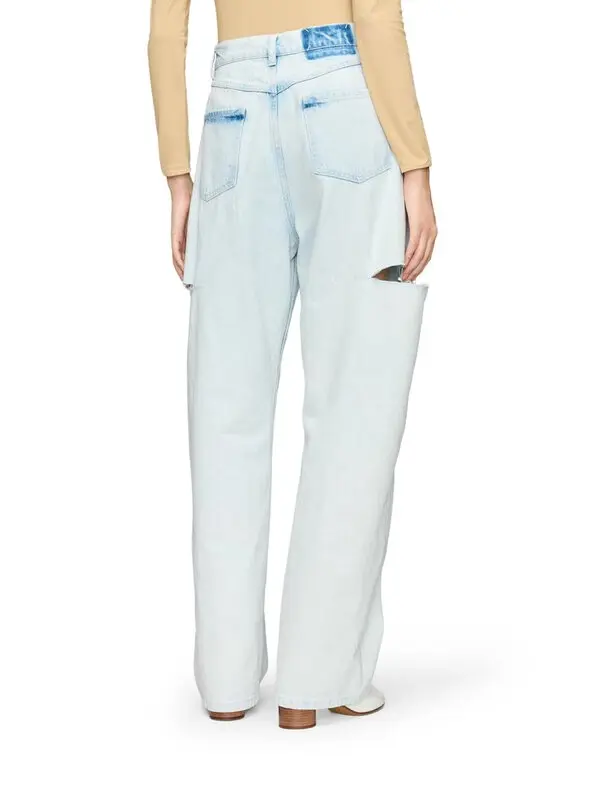 MAISON MARGIELA Wide Leg Jeans With Distressed Details - Multicolor