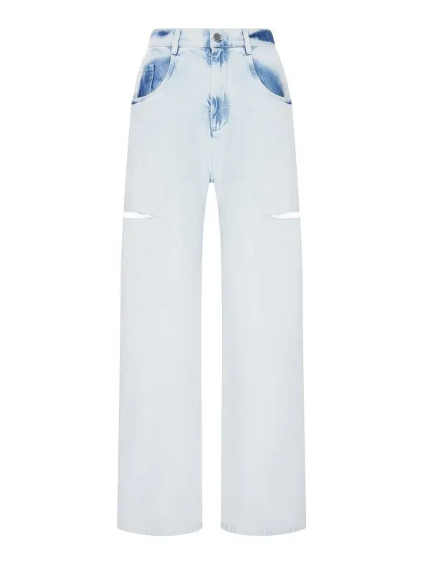 MAISON MARGIELA Wide Leg Jeans With Distressed Details - Multicolor