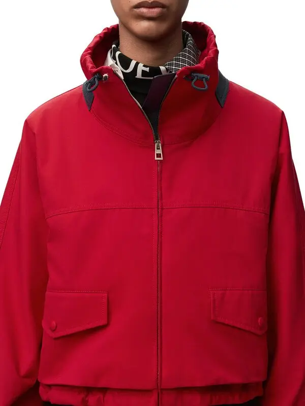Loewe Cotton And Silk Gabardine Jacket With Contrasting Leather Details - Red
