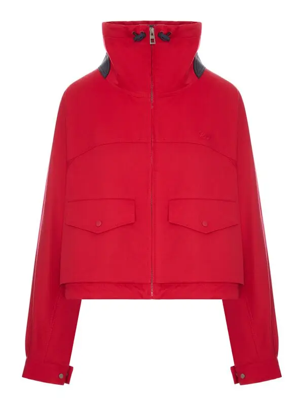 Loewe Cotton And Silk Gabardine Jacket With Contrasting Leather Details - Red