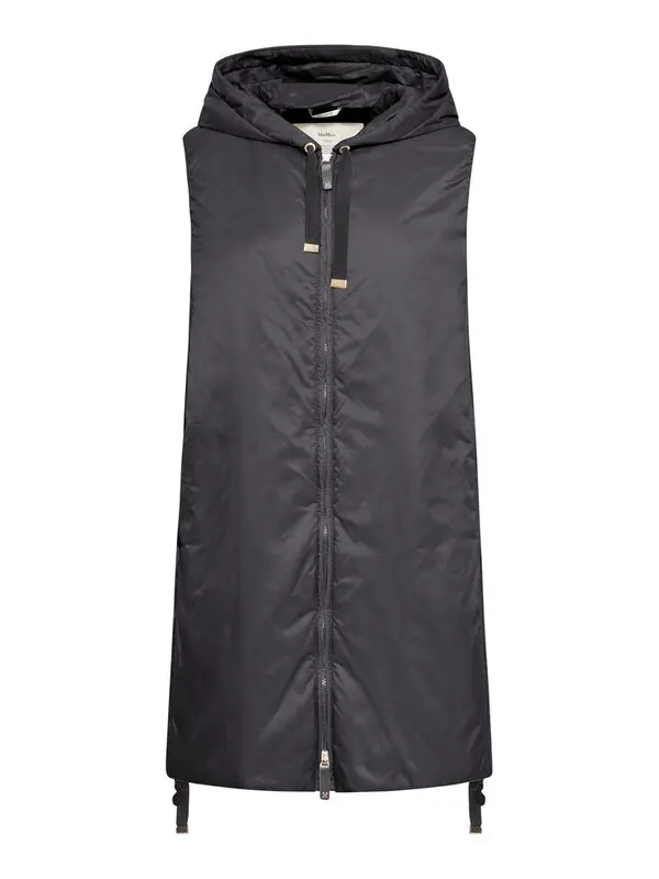 Max Mara Water-repellent Canvas Vest With Hood - Black