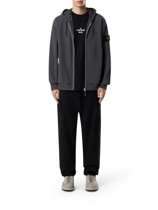 Stone Island Cotton Zip-up Hooded Sweatshirt