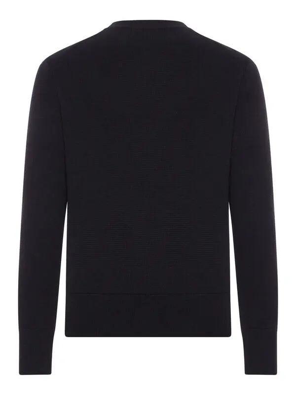 AMI Paris Crewneck Sweater In Merino Wool With De Coeur Embroidery - Black