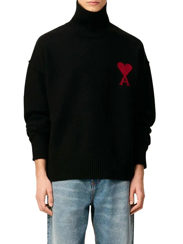 AMI Paris De Coeur Wool High Neck Sweater
