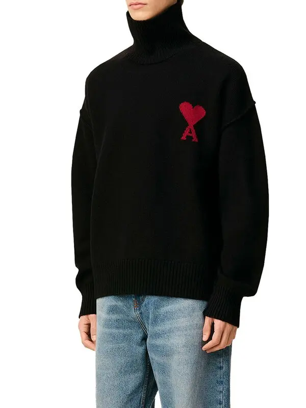 AMI Paris De Coeur Wool High Neck Sweater