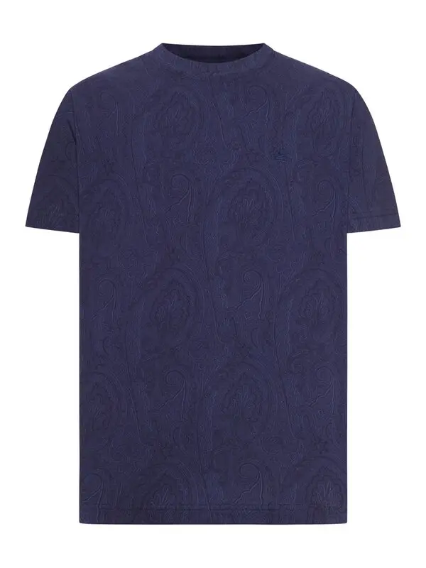 Etro Cotton T-shirt With Arnica Pattern - Blue