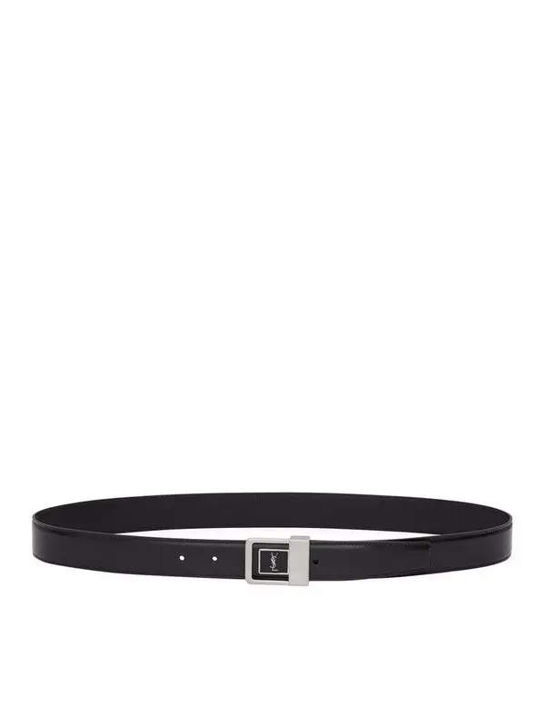Saint Laurent La 66 Smooth Leather Belt - Black