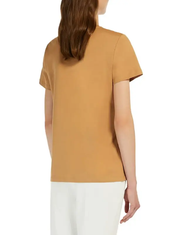 Max Mara Straight-fit Cotton Jersey T-shirt With Embroidered Monogram Pocket - Brown