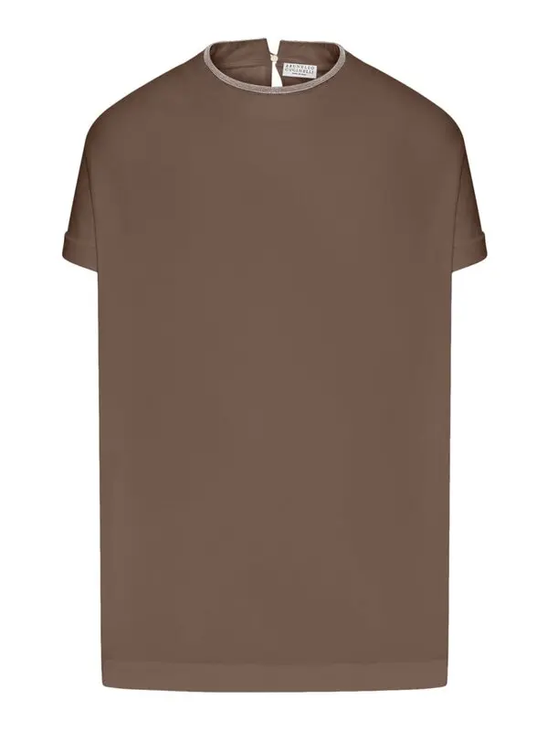 Brunello Cucinelli Jersey T-shirt With Monili Embellishment - Multicolor