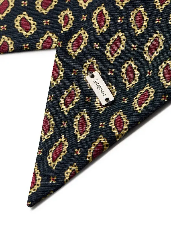 Saint Laurent Silk Twill Lavallière Scarf With Micro Paisley Print