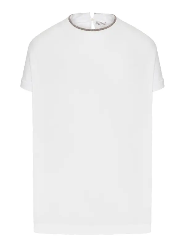 Brunello Cucinelli Jersey T-shirt With Monili Embellishment - White