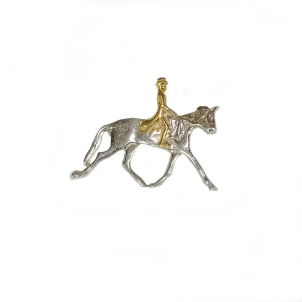 SIMON KEMP JEWELLERS Dressage Brooch Eighteen Carat Gold On Solid Sterling - Silver