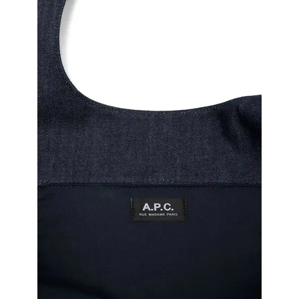 A.p.c. Cotton Tote Bag With Logo Print - Blue