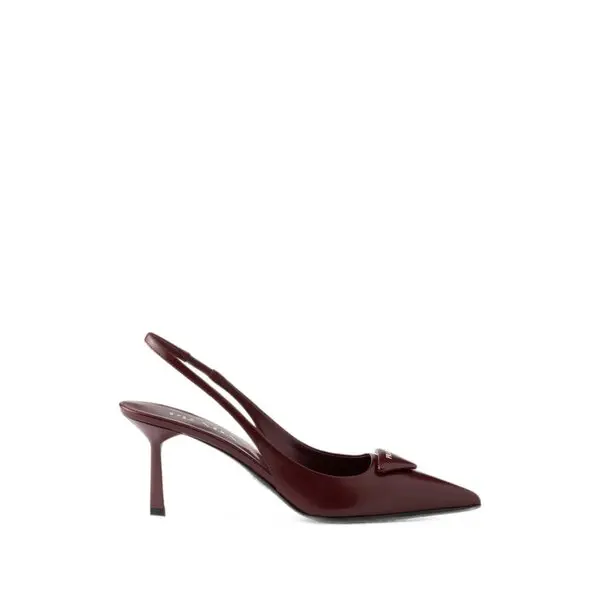 Prada Slingback Pumps In Brushed Leather - Red