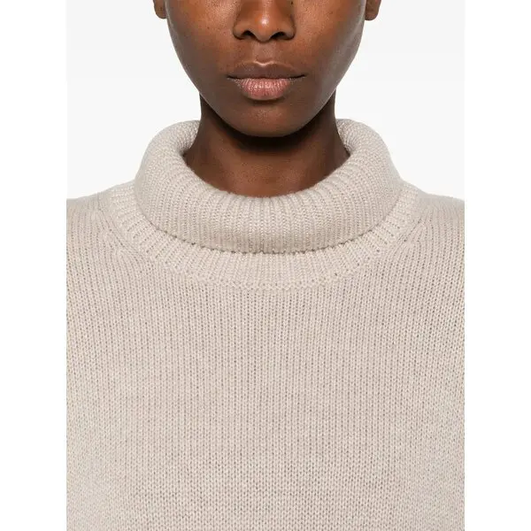 LISA YANG Sand Beige Cashmere Roll Neck Jumper