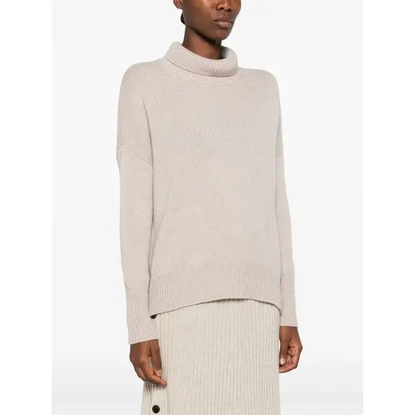 LISA YANG Sand Beige Cashmere Roll Neck Jumper