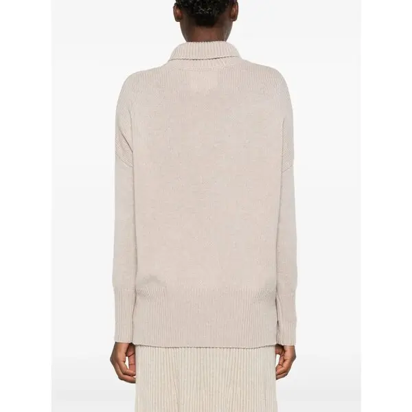 LISA YANG Sand Beige Cashmere Roll Neck Jumper