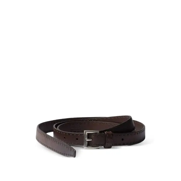 Prada Leather Belt With Metal Buckle - Brown