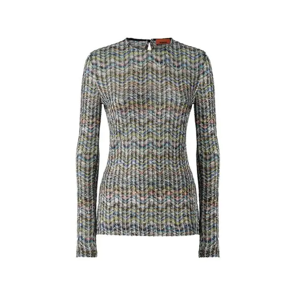 Missoni Zigzag Knit Long Sleeve Jumper - Blue