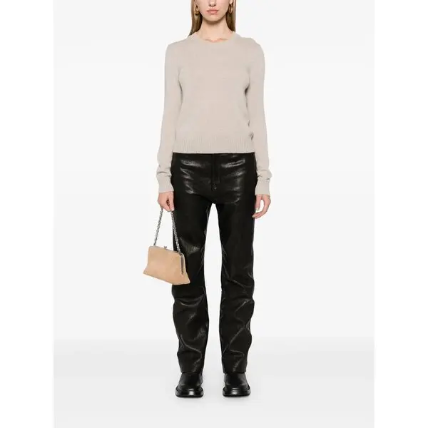 LISA YANG Sand Beige Cashmere Mélange Crew Neck Jumper - Cream
