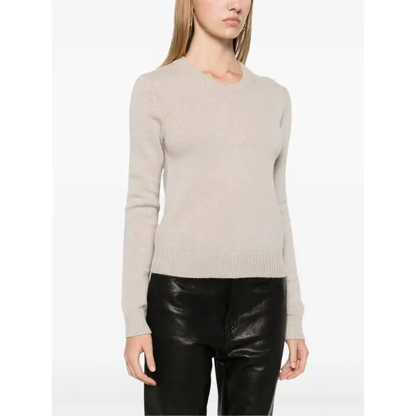LISA YANG Sand Beige Cashmere Mélange Crew Neck Jumper - Cream