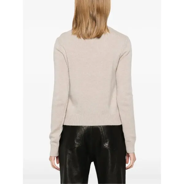 LISA YANG Sand Beige Cashmere Mélange Crew Neck Jumper - Cream