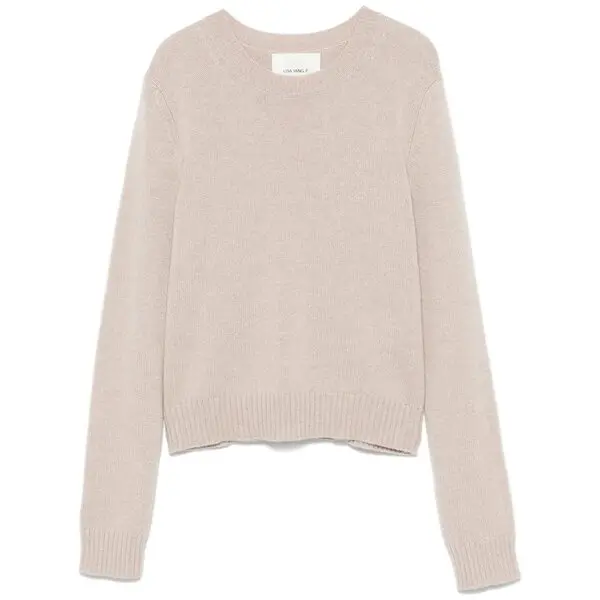 LISA YANG Sand Beige Cashmere Mélange Crew Neck Jumper - Cream