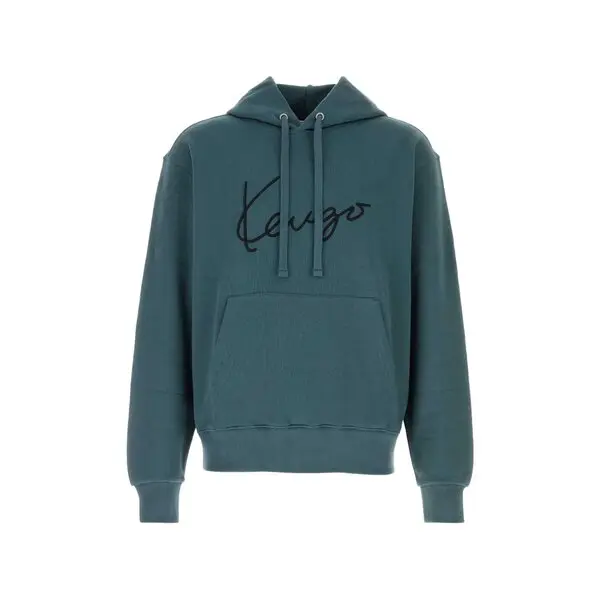 Kenzo Cotton Embroidered Logo Hoodie - Gray