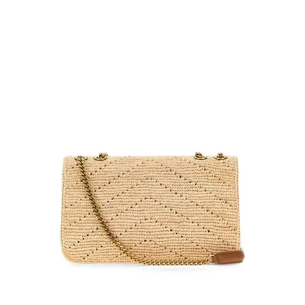 Saint Laurent Raffia Shoulder Bag - Cream