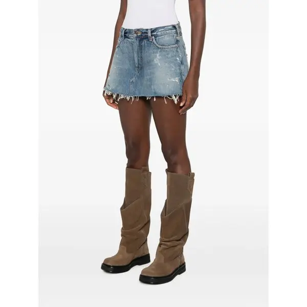 Balenciaga Light Paint-splatter Denim Mini Shorts