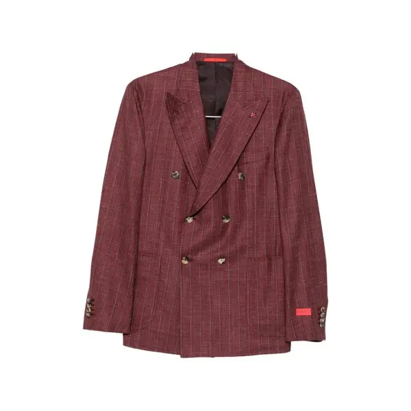 Isaia Suits Double Breasted Suits - Red
