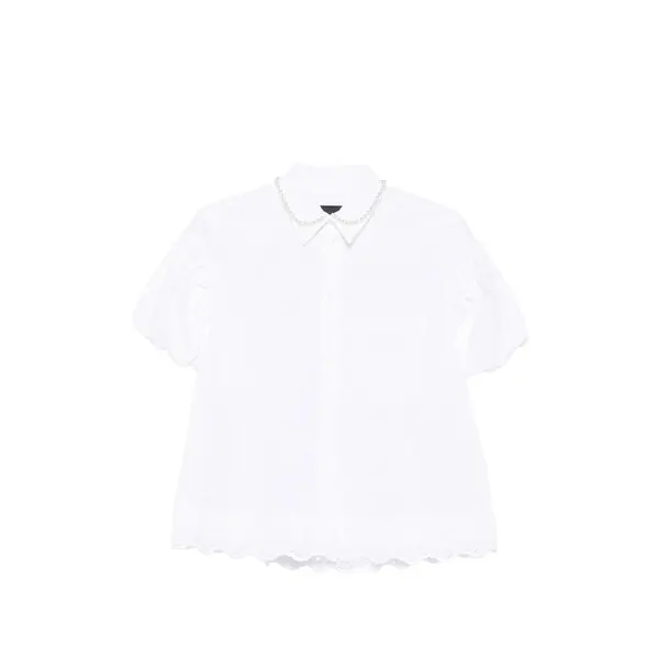 Simone Rocha Pearl Embellished Cotton Broderie-anglaise Shirt - White