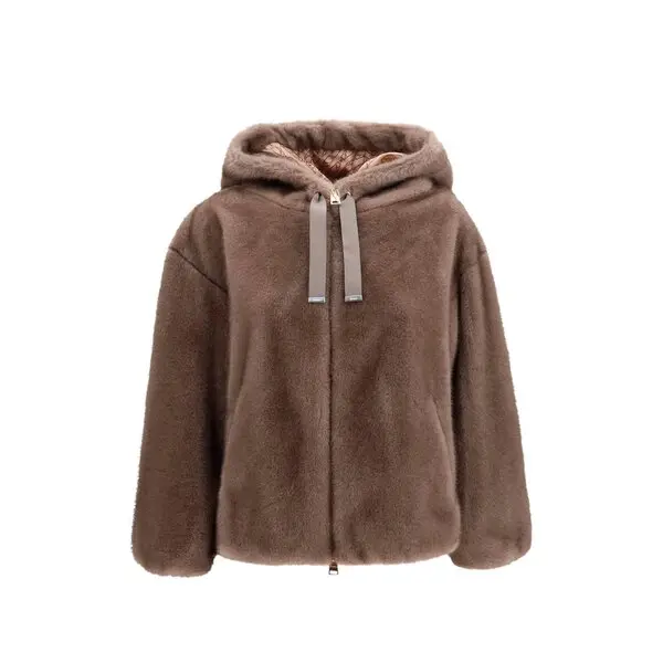 Herno Faux Fur Hooded Jacket - Brown