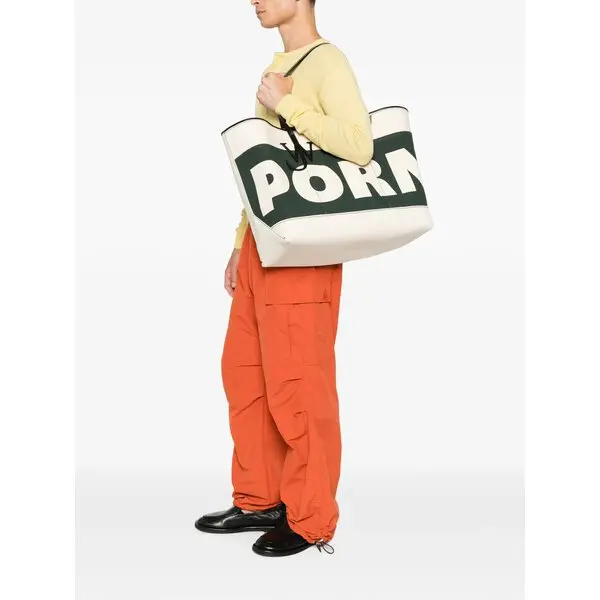 JW Anderson Canvas Tote Bag With Anchor Logo - Cream