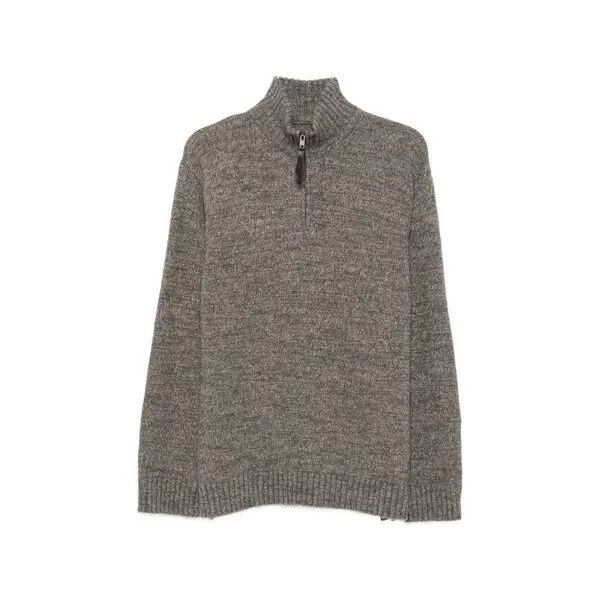 MAISON MARGIELA Grey Marl Effect High Neck Quarter-zip Jumper - Gray