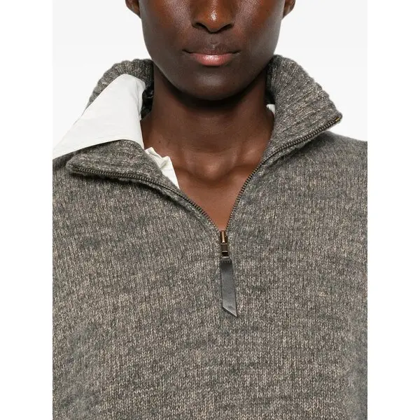 MAISON MARGIELA Grey Marl Effect High Neck Quarter-zip Jumper - Gray
