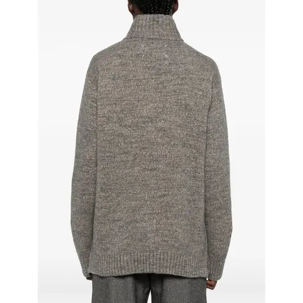 MAISON MARGIELA Grey Marl Effect High Neck Quarter-zip Jumper - Gray