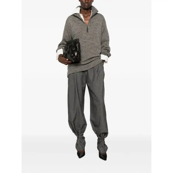 MAISON MARGIELA Grey Marl Effect High Neck Quarter-zip Jumper - Gray