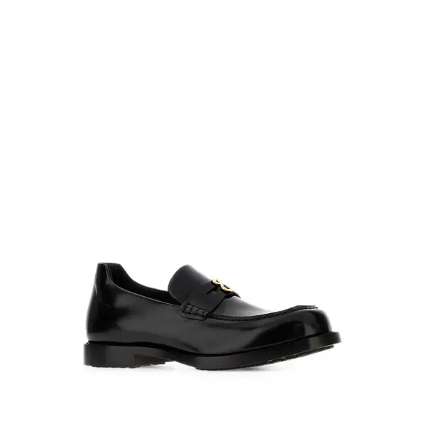 Balenciaga Leather Logo Plaque Loafers