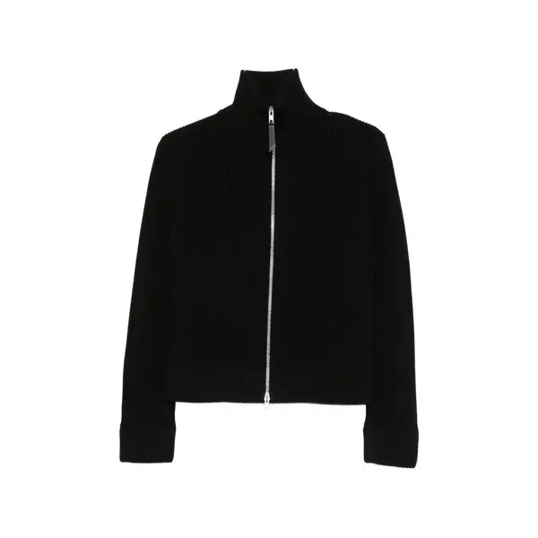 MAISON MARGIELA Fitted Ribbed Knit High Neck Jacket - Black