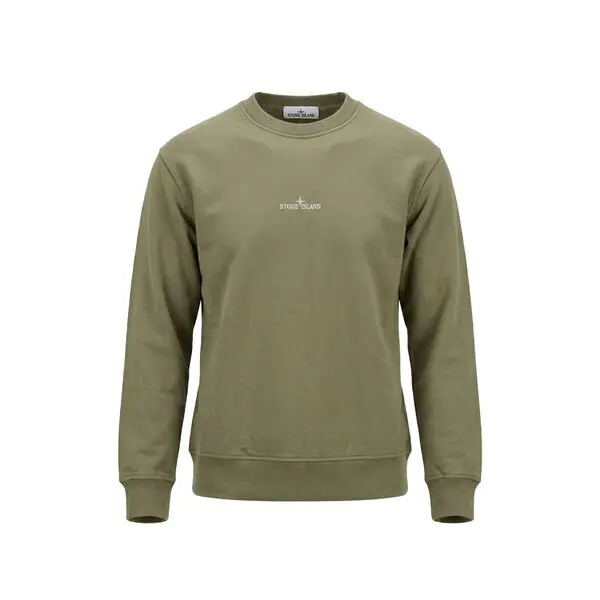 Stone Island Crew Neck Sweatshirt With Logo And Compass Motif - Green